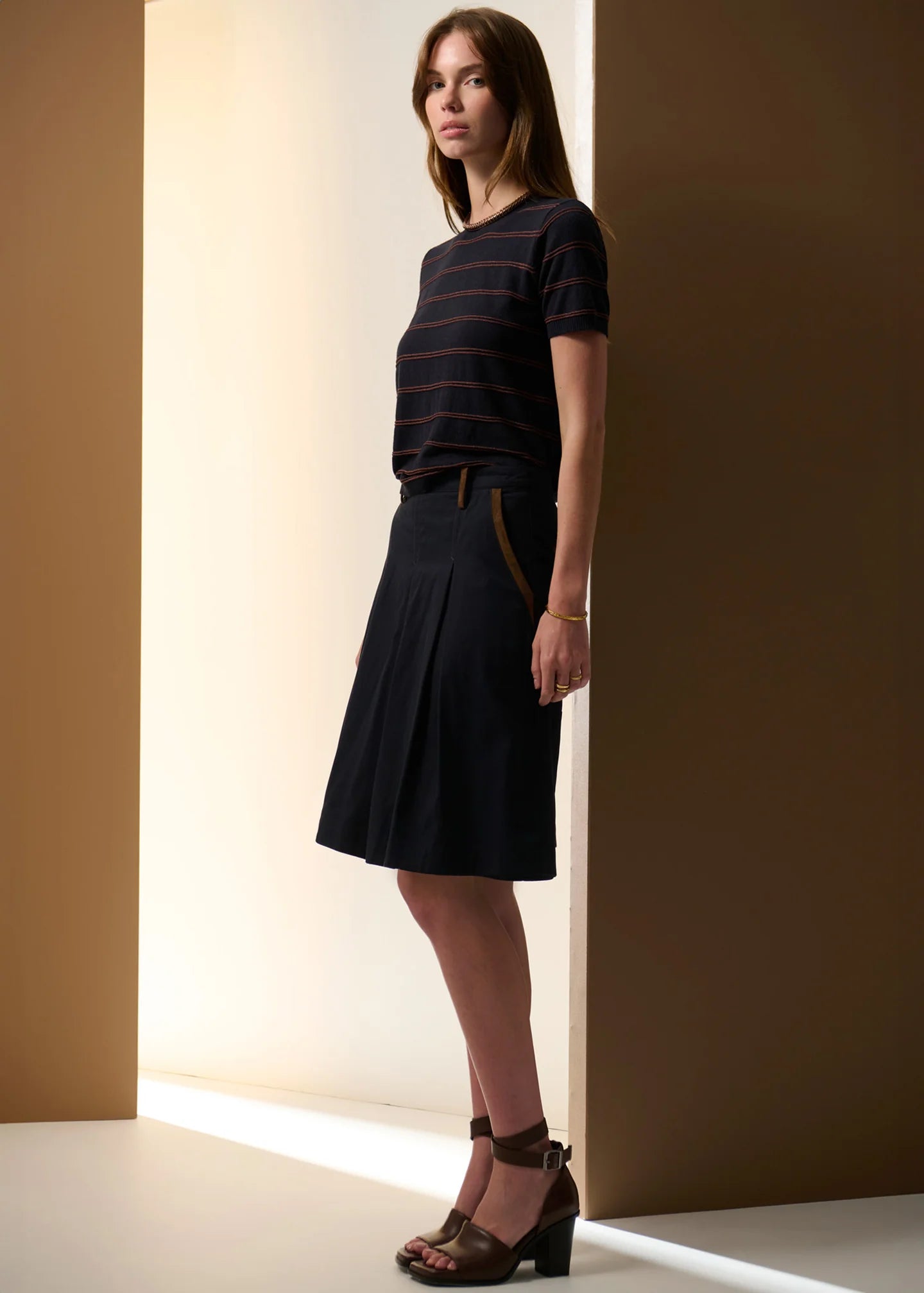 Pol Sable Tee Stripe - Ink/Choc – Wanda Harland